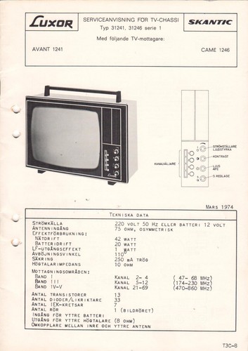 LUXOR Service Manual Anleitung TV-Chassi Typ 31241, 31246, serie 1 ...