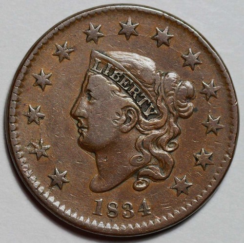 1834 Coronet Head Large Cent - Double Profile - US 1c Copper Coin | eBay