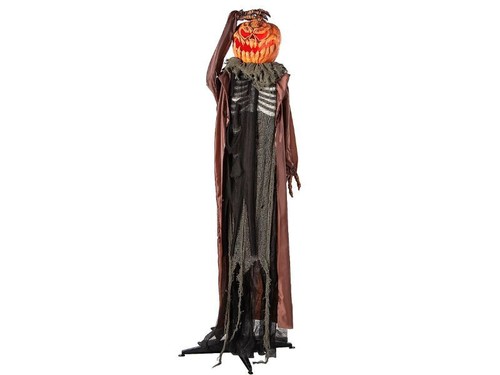 6 Ft Standing Animated Evil Pumpkin Man Halloween Prop Decoration ...