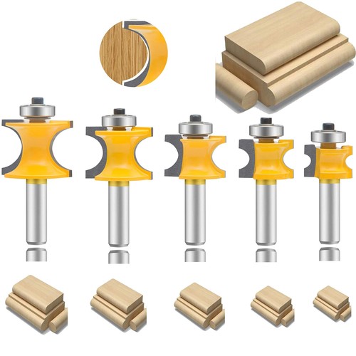 LEATBUY 1/2 Inch Shank Bullnose Router Bit 5PC Half Round Wood Door ...