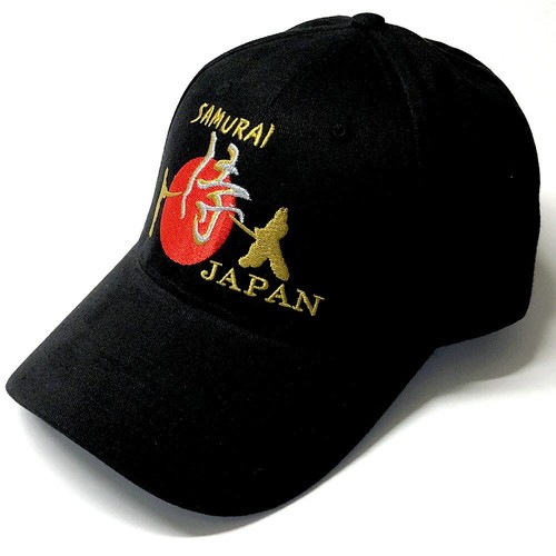 SAMURAI JAPAN Black Cap Embroidered Hinomaru Baseball Hat Unisex ...