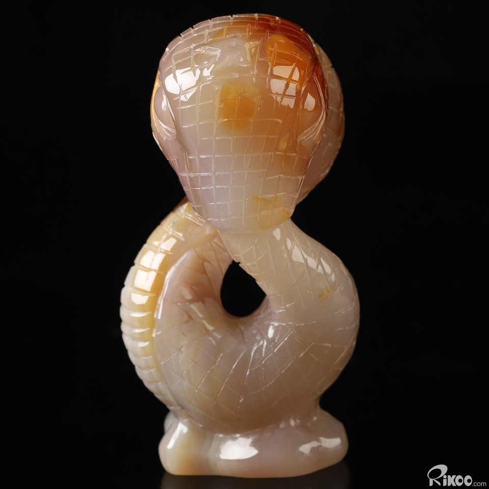 3.8" Premium Brazilian Agate Hand Carved Crystal Snake Sculpture ...