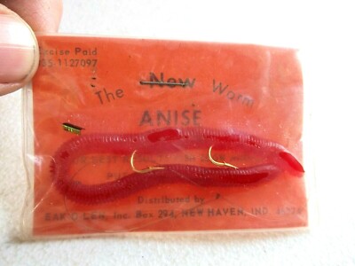 The New Worm ANISE Red New/Old Stock Fishing Lure Distributed by Eak-O ...
