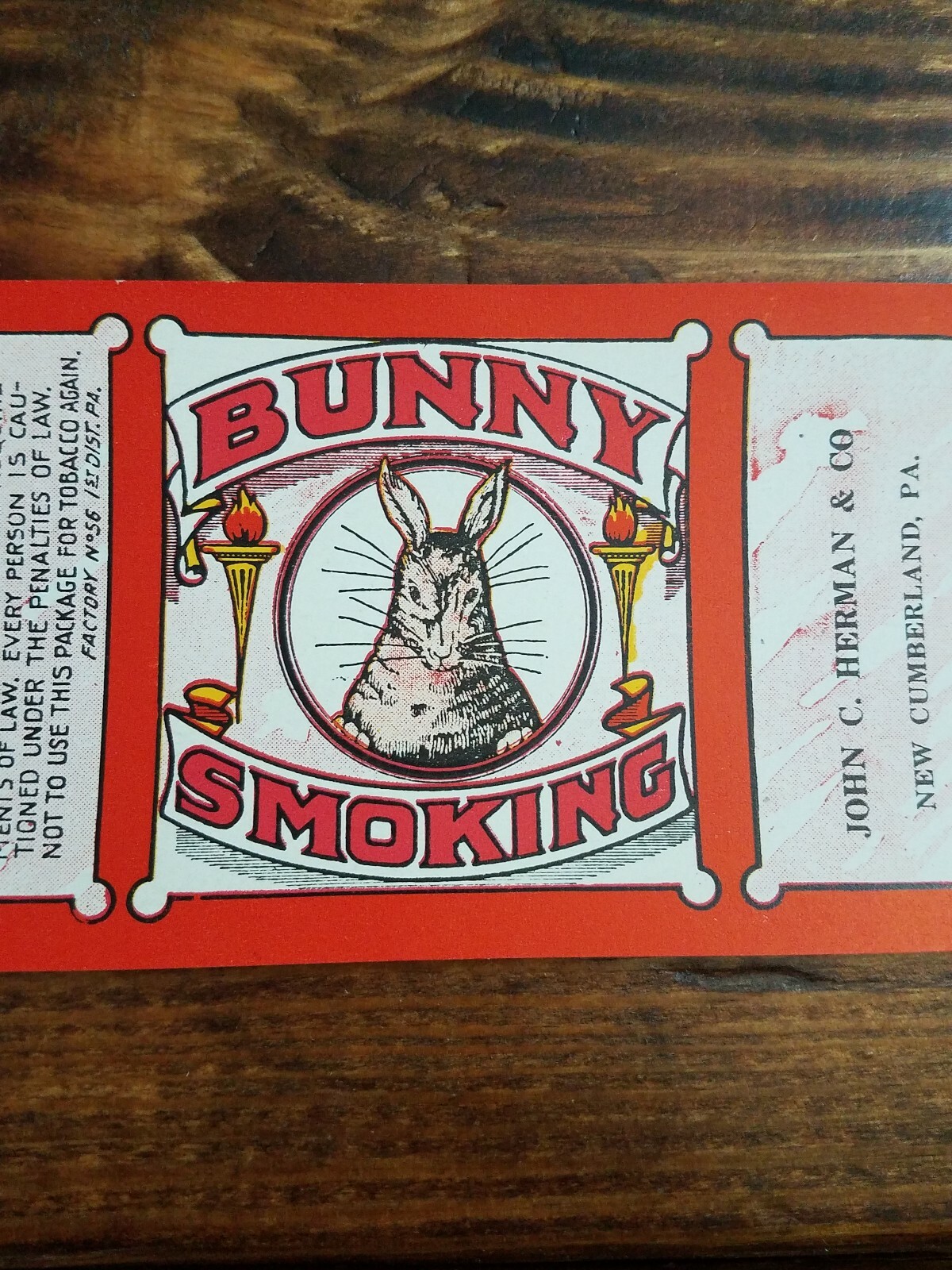 Lot Of 2 Vintage Bunny Smoking Pipe Tobacco Label Rabbit 9"x3" Cigar ...