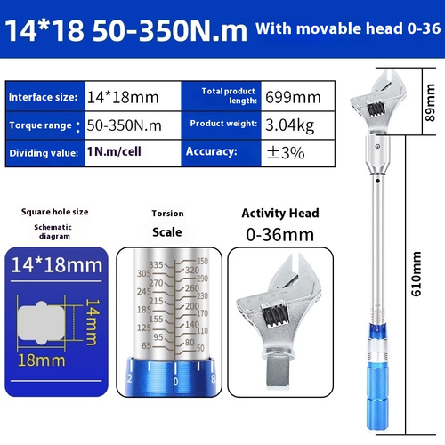 Torque Wrench Adjustable Open End Torque 5-25nm Clicking Wrench Flare ...