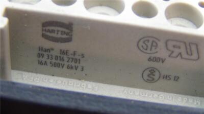 Harting HS12 Han 16E-F-s / Han 15 E-M 16 Pin Male and Female ...