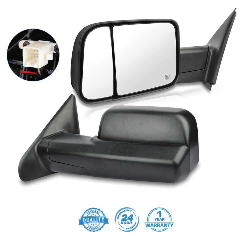 Tow Side View Mirrors For 2002-2008 Dodge Ram Power Heated Driver ...