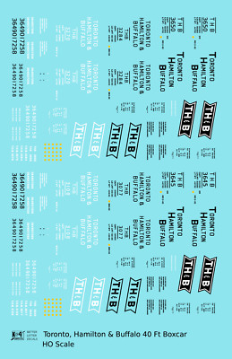 K4 HO Scale Decals Toronto, Hamilton and Buffalo 40 Ft Boxcar Black and ...