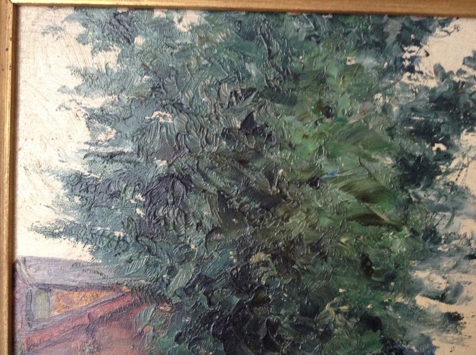 MAURICE UTRILLO ? - HUGE FRENCH OIL ON BOARD 1930'S - FLAGS IN MARLY LE ...