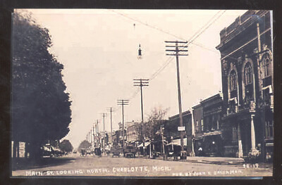 REAL PHOTO CHARLOTTE MICHIGAN DOWNTOWN STREET SCENE POSTCARD COPY | eBay
