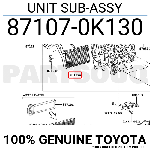 871070K130 Genuine Toyota UNIT SUB-ASSY 87107-0K130 | eBay