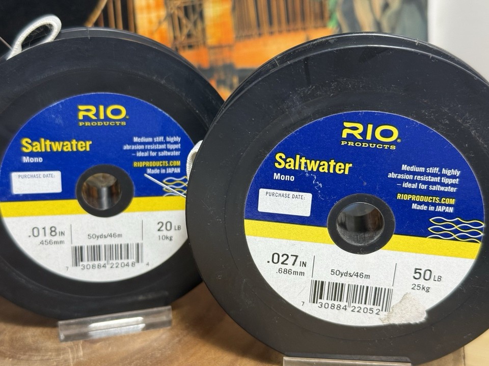 Lot of (4) Spools of RIO Saltwater Mono Tippet… 16Lb, 20Lb (x2), 50Lb ...