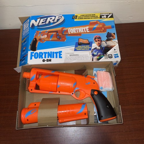 NERF Fortnite 6-SH Dart Blaster -Camo Pulse Wrap, 6-Dart Drum, 16 Nerf Darts NIB | eBay