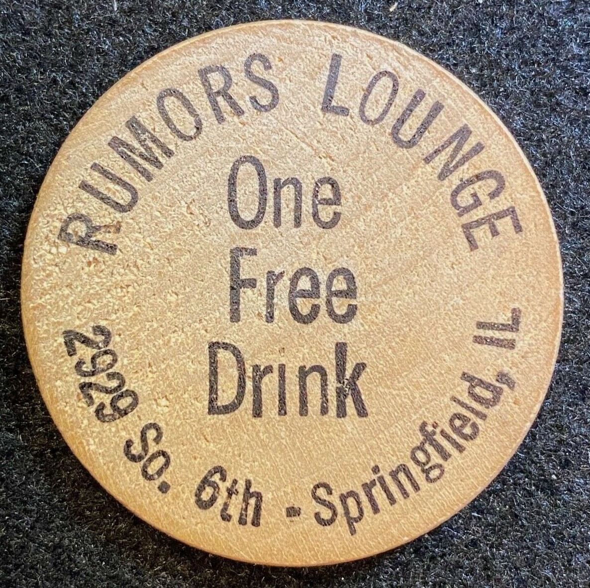 Springfield, IL RUMORS LOUNGE, 1 Free Drink Bar Token Indian Head ...