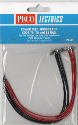 PECO PL-81 POWER FEED JOINERS FOR CODE 70, 75 & 83 HO/OO SCALE RAIL (4 ...