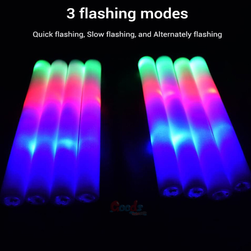 120 PCS 16 Inch Light Up Foam Sticks LED Wands Batons DJ Flashing Glow ...