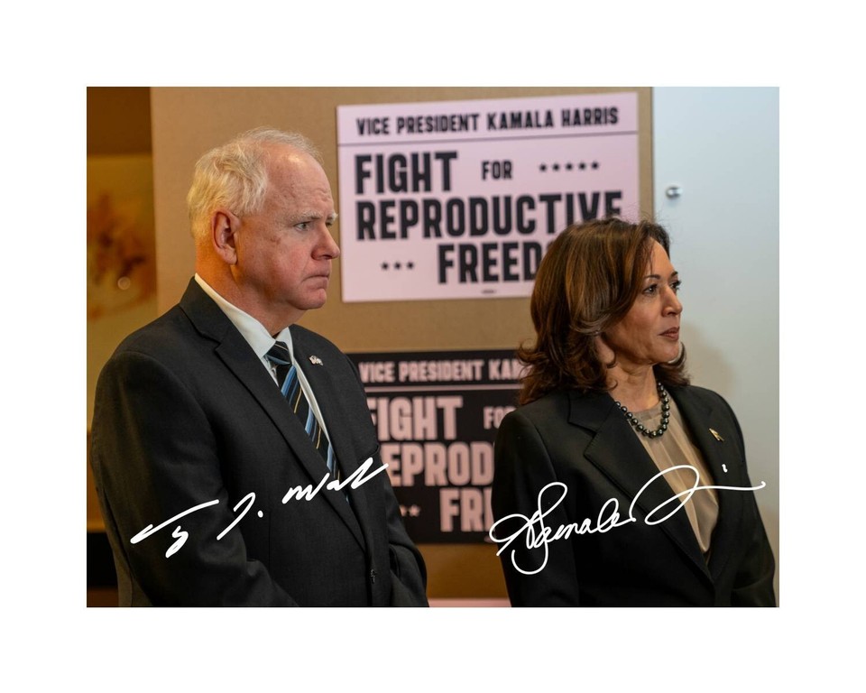 Kamala Harris 8x10 Signed photo print with Tim Walz autographed 2024 ...