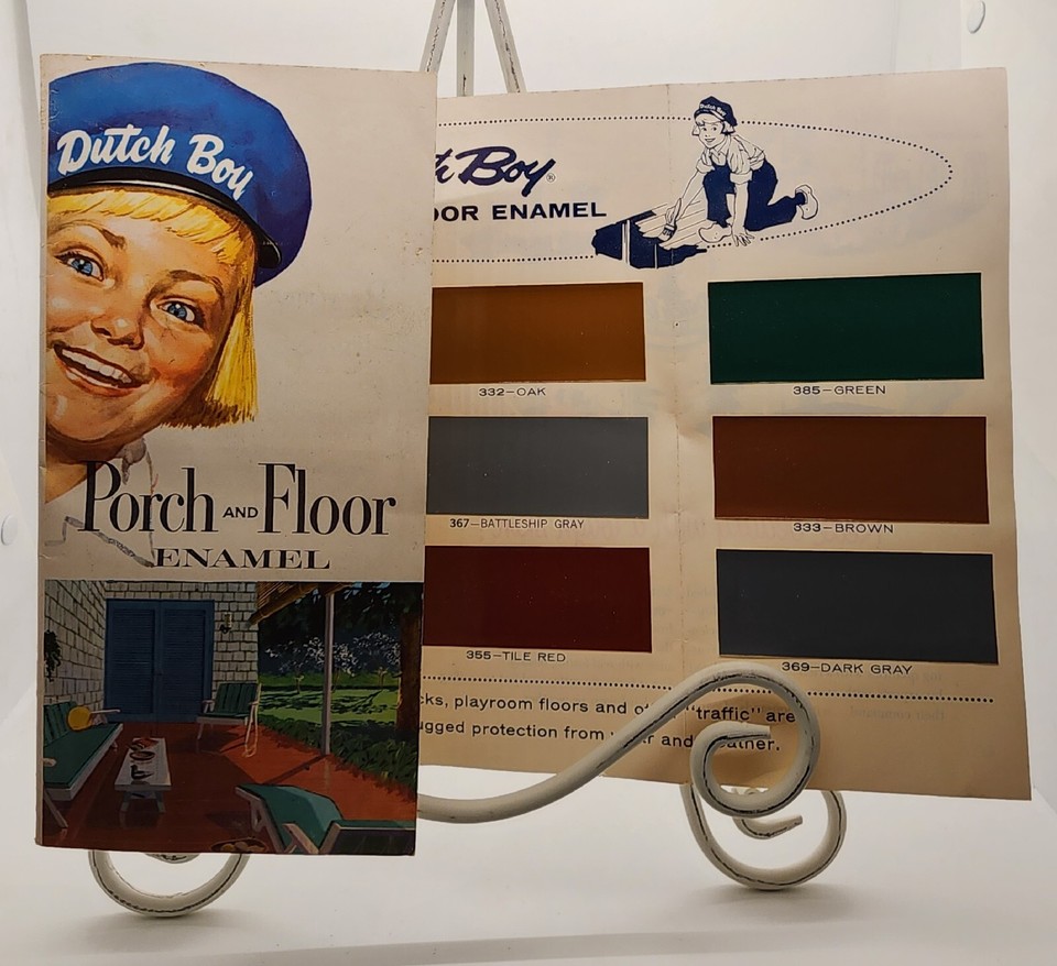 1961 DUTCH BOY PORCH AND FLOOR ENAMEL SAMPLE PAINT CHIPS COLOR BROCHURE ...