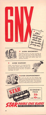 Star 6NX Double Edge Blades Razors - 1942 Vintage Print Ad | eBay