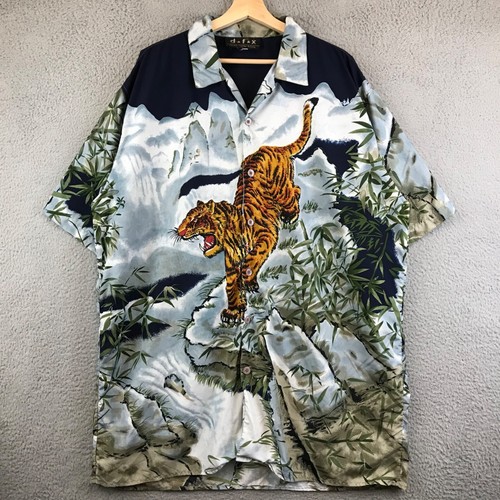 Y2K DFX Men XXL Big /Tall Samurai Japanese Tiger Button All Graphic ...