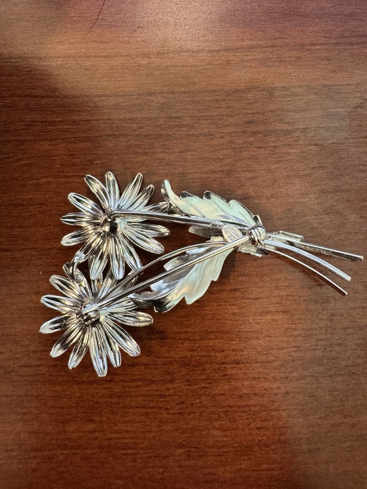 Vintage Sterling Silver Daisy Flower Brooch Pin Signed WSB Floral ...