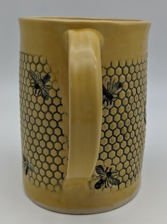 Bumble Bee Hive Honeycomb Textured Art Pottery Coffee Tea Mug Signed ...