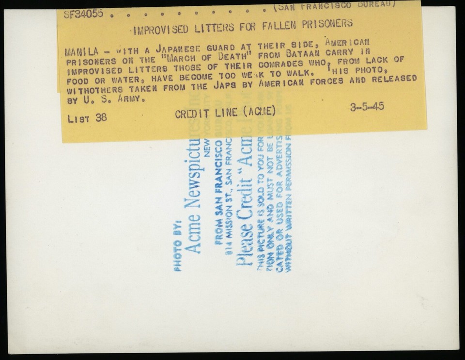 Bataan Death March 1942 Japanese & US POW's WWII Type 1 Original Photo ...