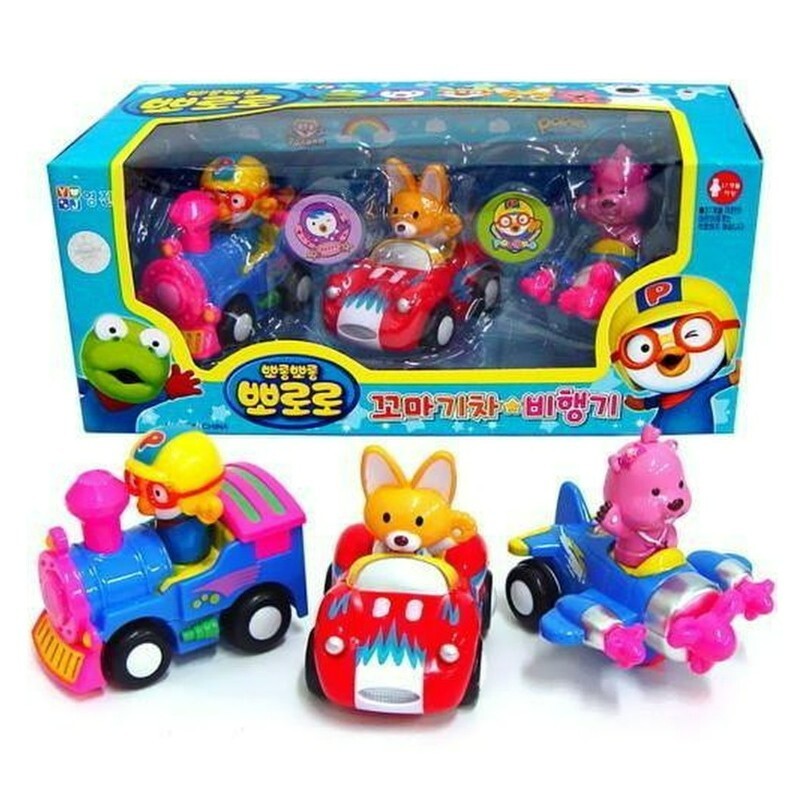 Pororo Friends Little Train Plane Pull Back Mini Car 3 pcs Set Eddy ...