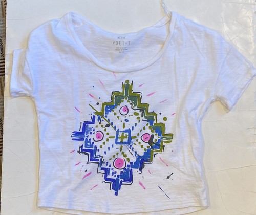 Aerie Poet/T White with Print Crop T-Shirt Extra S TP | eBay