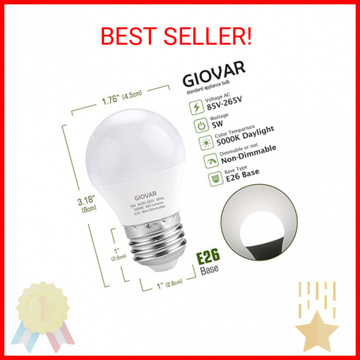 2-Pack LED Refrigerator Light Bulbs 40 Watt Equivalent 120V, A15 ...