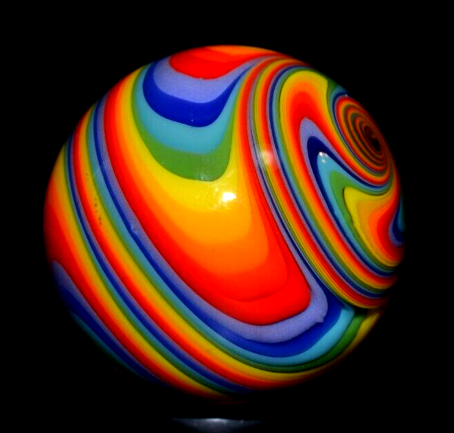 JAY SLACK GLASS MARBLE/1.443"-LOBED RAINBOW ARRAY-LILAC,LAVENDER,MINT ...