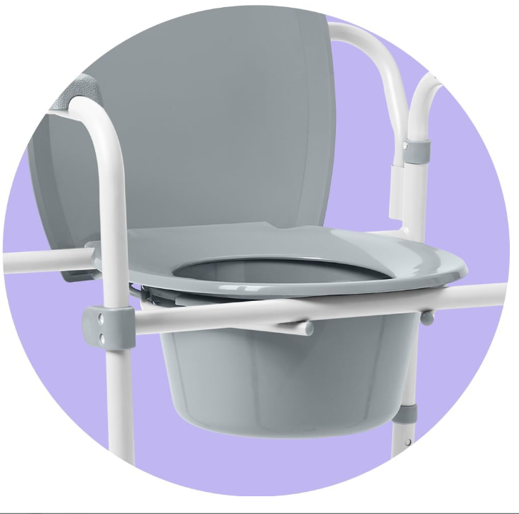 Medline 3-in-1 Steel Bedside Commode Seat Sturdy Folding Frame ...