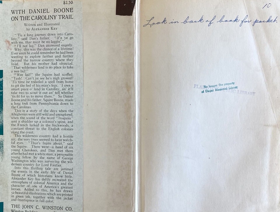 With Daniel Boone on Caroliny Train by Alexander Key 1941 Hardcover Ex ...