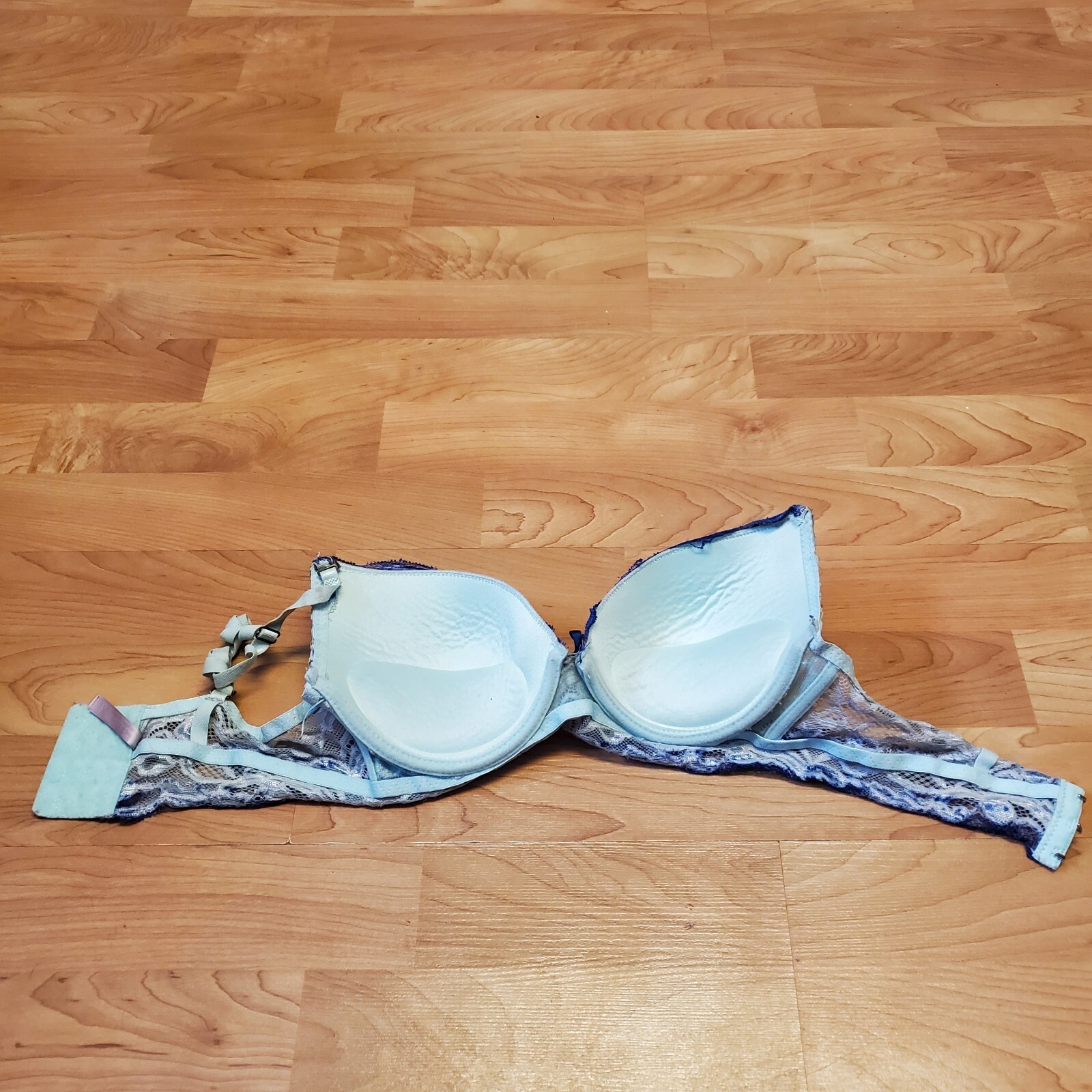 Body Frosting Blue Lace/Mesh Corset Bra Size 34C - Gem