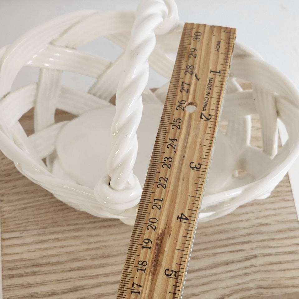White Vtg. Ceramic Basket Weaved Bowl Tawain 5in. Tall 6 In. Wide | eBay