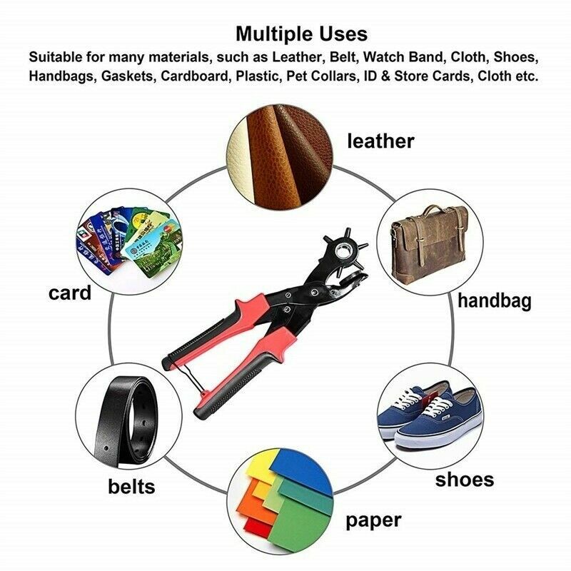 Revolving Leather Hole Punch Plier 6 Sizes Perforator Tool for Belt ...