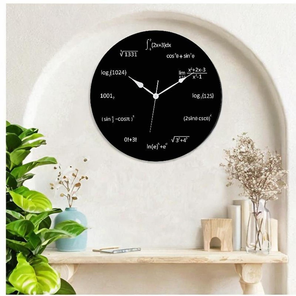 Math Equations Wall Clock Round Clock for Kitchen Bathroom Classroom | eBay
