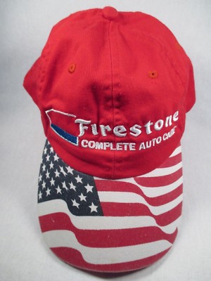 Firestone Complete Auto Care Flag USA Red Adjustable Baseball Cap Hat ...