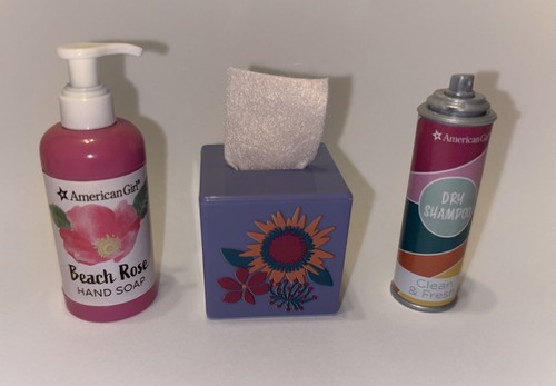 American Girl 3 Piece Hand Soap, Tissue Box And Dry Shampoo Accessories ...