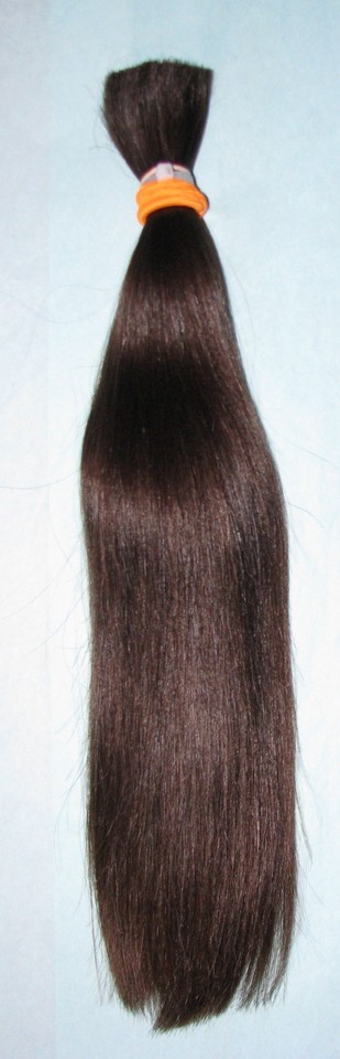 HUMAN HAIR HAIRCUT 14 INCH 2.5oz SILKY BRUNETTE BROWN PONYTAIL REBORN ...