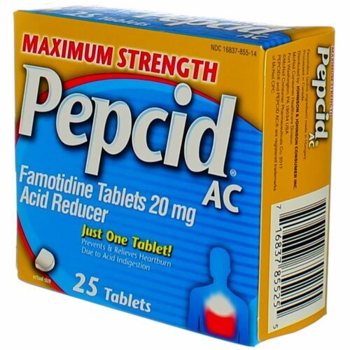Pepcid AC Famotidine Tablets 20 mg Acid Reducer Maximum Strength 25 Ct ...