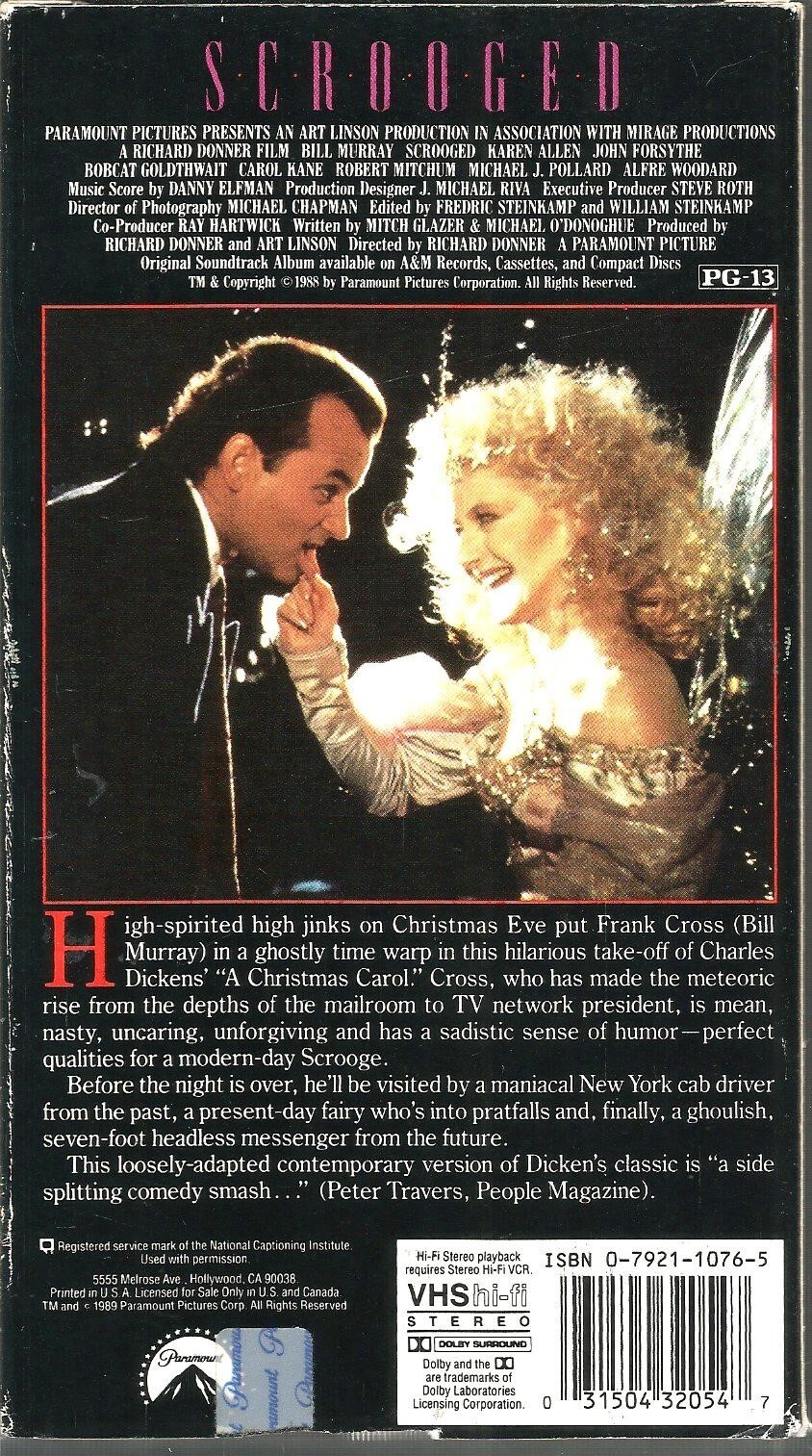 Scrooged VHS 1989 Bill Murray Karen Allen John Forsythe A Christmas ...