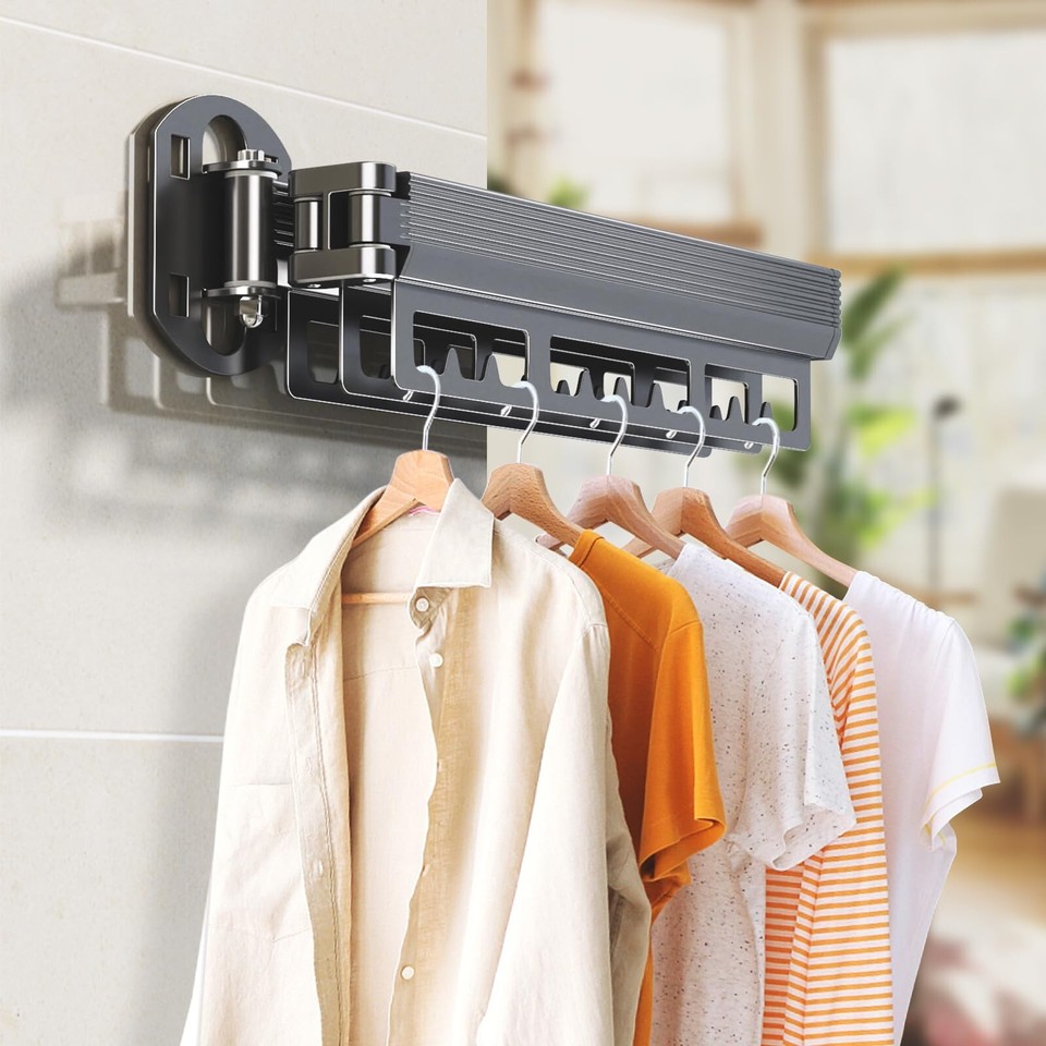 Clothes Drying Rack,Expandable Wall Mounted Drying Rack(Tri-Fold ...