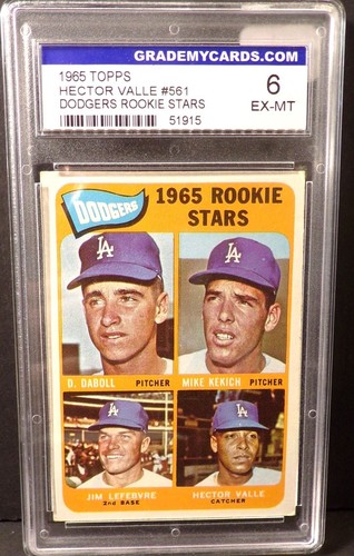 1965 Topps #561 Dodger Rookie Stars Valle, Daboll, Lefebvre, Kekich EX ...