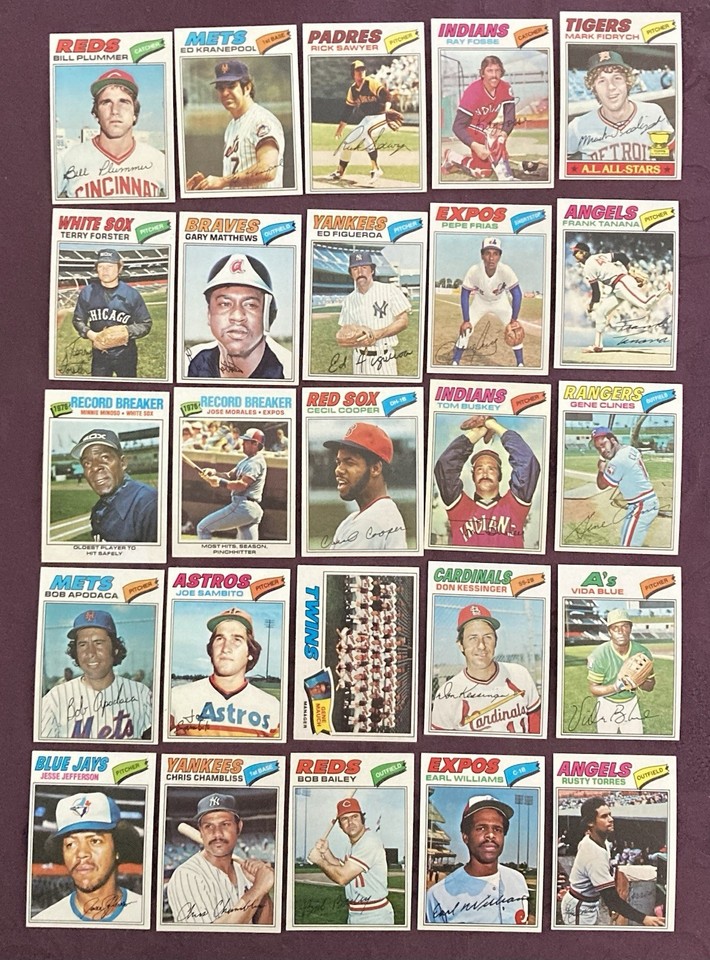 1977 Topps Baseball Cards High Grade Vending Lot of 175 NM-MT or Better ...