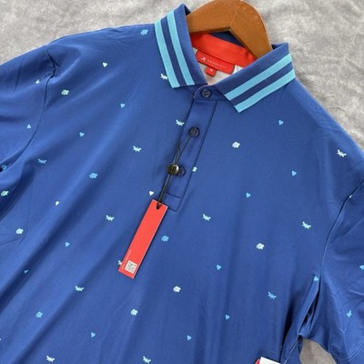 Redvanly Polo Mens Medium Blue Graphic Print Golf Shirt Loud | eBay