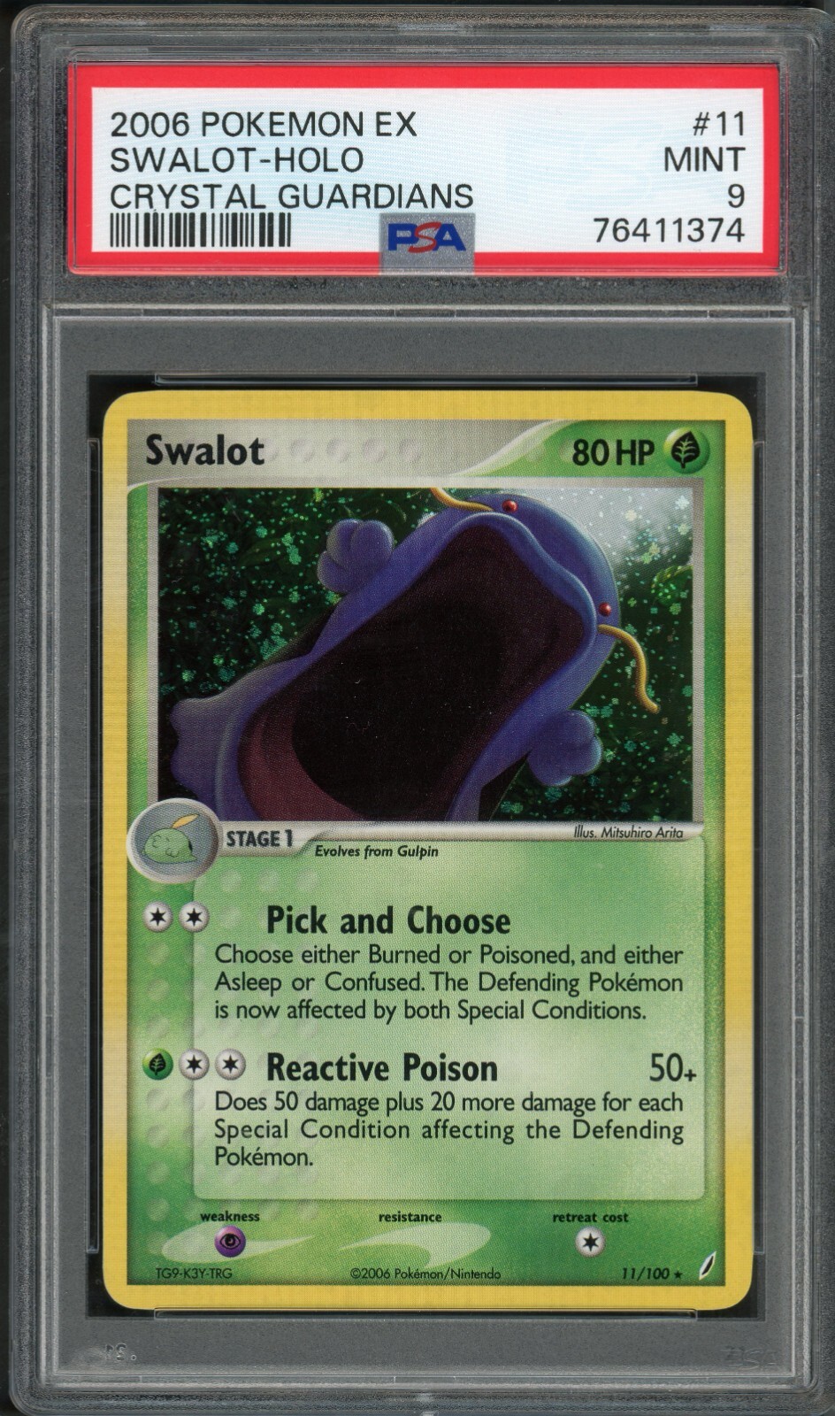 Pokemon PSA 9 Mint EX Crystal Guardians Holo Swalot 11/100 (MD) | eBay