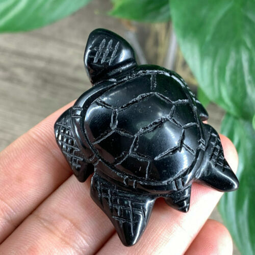 2' Natural Obsidian Quartz Crystal tortoise Skull Hand Carved Reiki ...