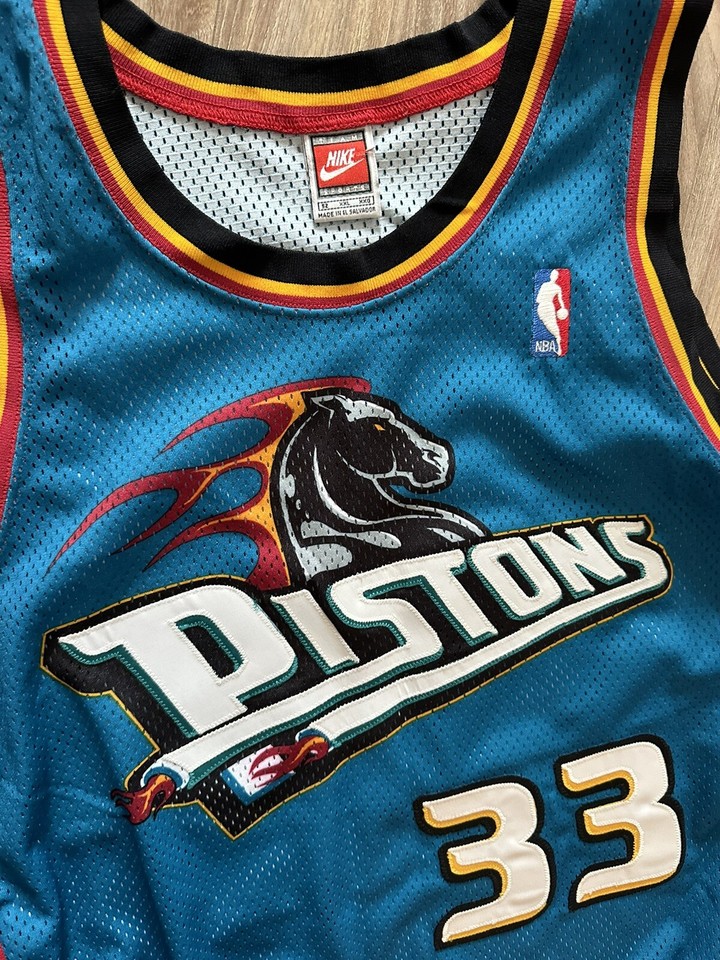VTG 90s NBA GRANT HILL DETROIT PISTONS NIKE AUTHENTIC JERSEY PRO CUT ...