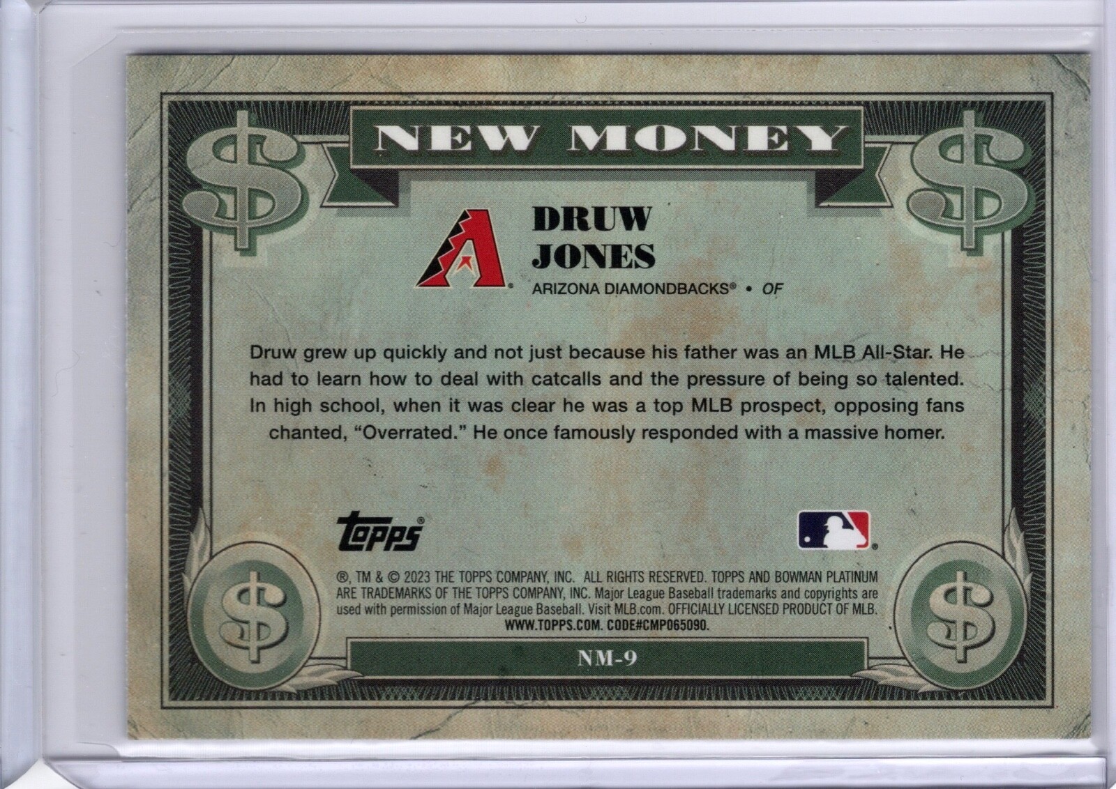 2023 Bowman Platinum Drew Druw Jones New Money NM-9 Arizona ...